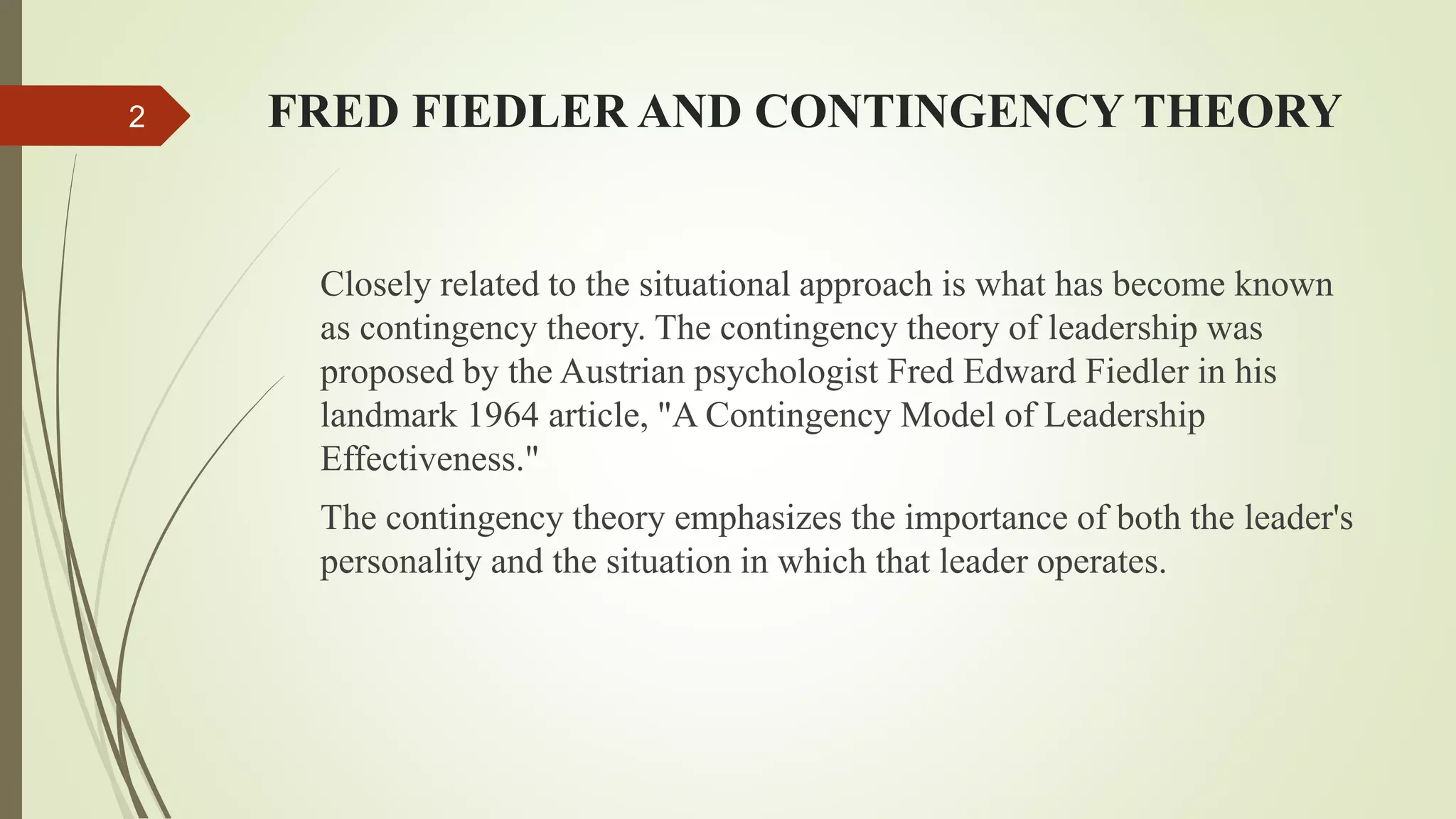 Theories of Fred Fielder & contingency | PPT