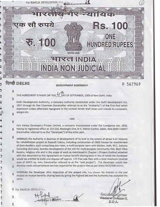 Raheja Developers DDA Contract_Raheja EWS Kathaputli Size Reduced | PDF