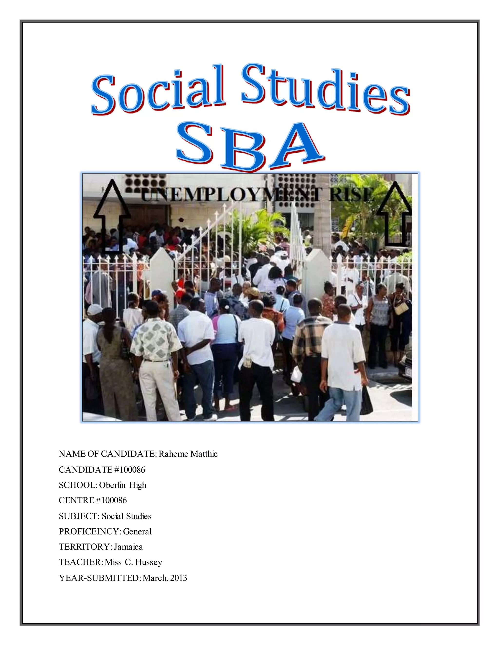 CSEC Social Studies - Sample SBA | DOCX
