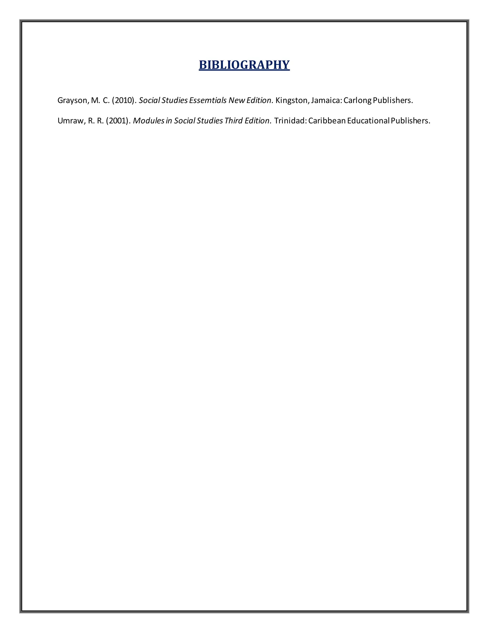 CSEC Social Studies - Sample SBA | DOCX