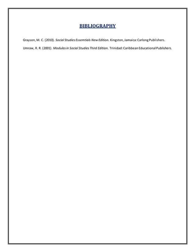 CSEC Social Studies - Sample SBA