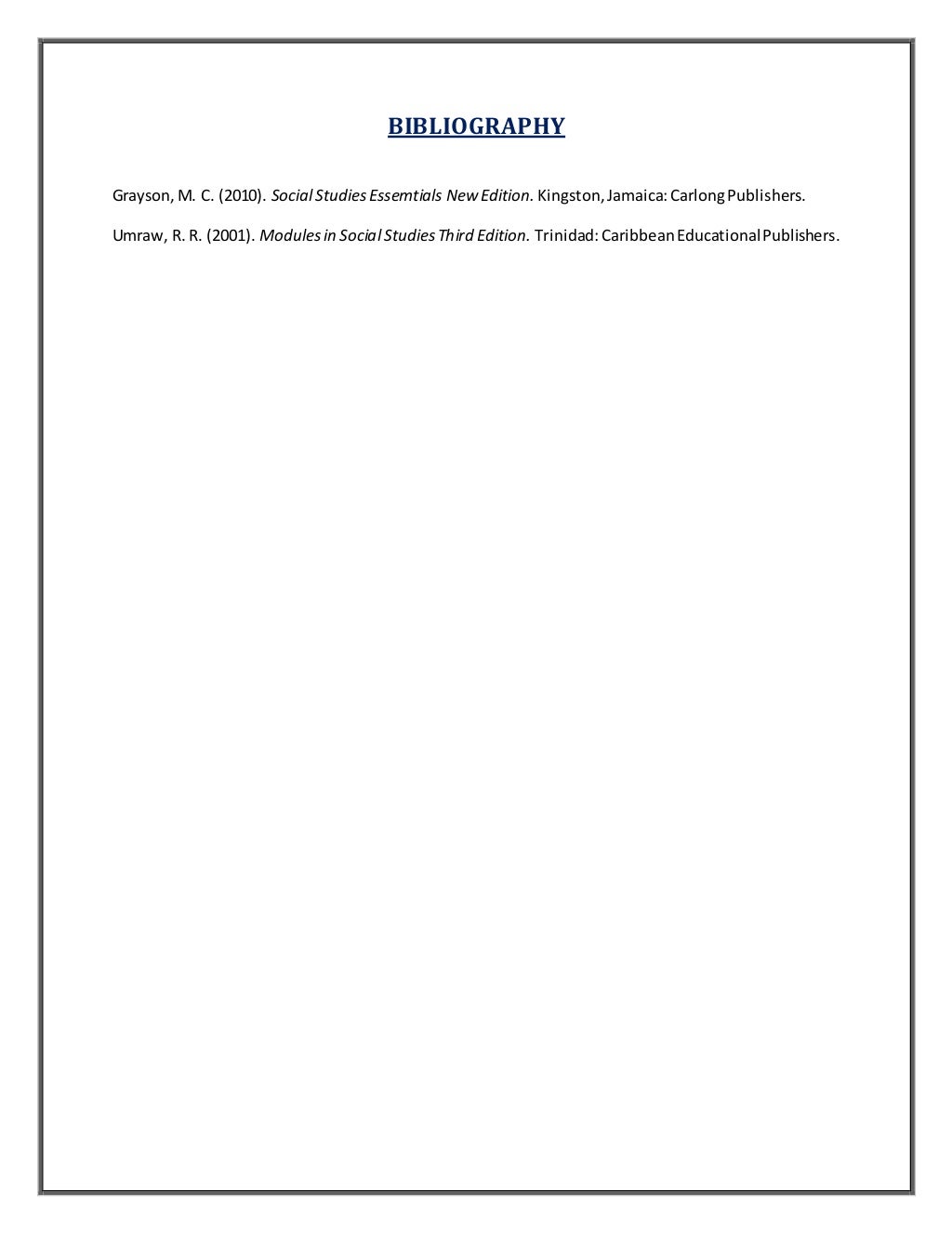 CSEC Social Studies - Sample SBA