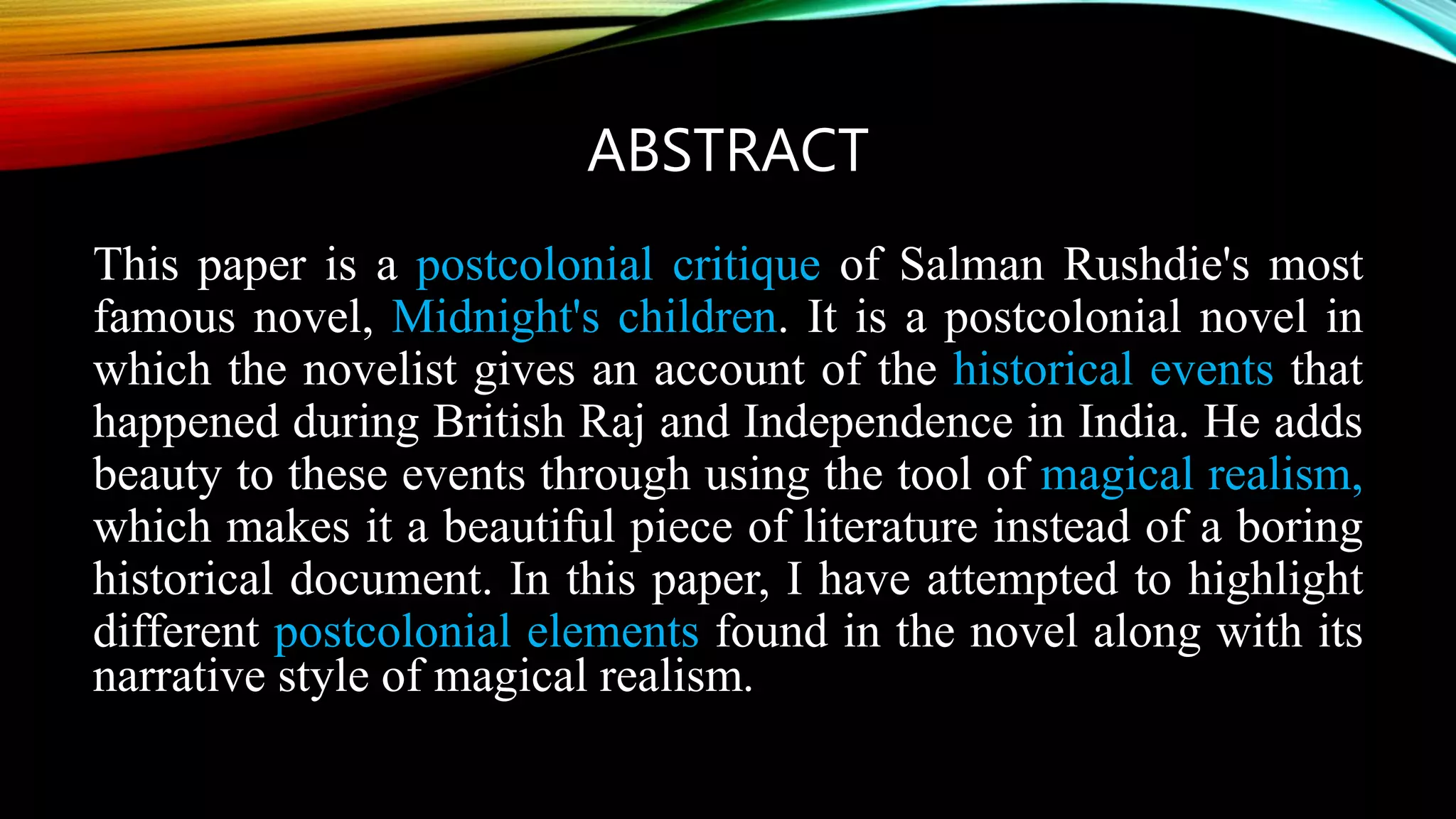 Midnight's Children: A Postcolonial Critique | PPTX
