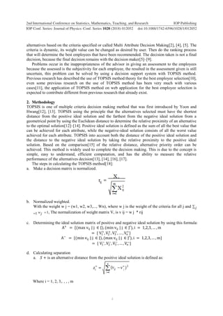 TOPSIS Method Application for Decision Support System in Internal ...