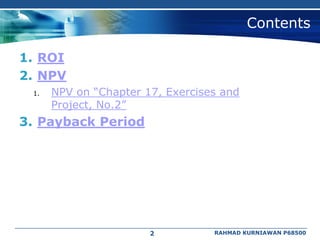 ROI, NPV and PP | PPTX