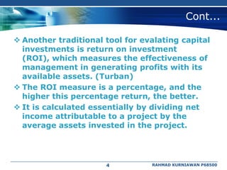 ROI, NPV and PP | PPTX