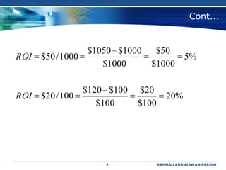 ROI, NPV and PP | PPTX