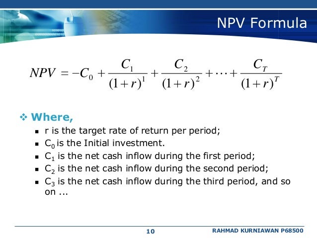 ROI, NPV and PP