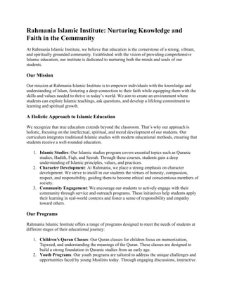 Rahmania Islamic Institute.pdf Rahmania Islamic Institute | PDF