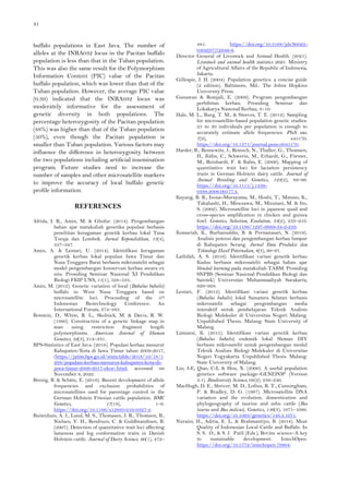 Genetic profile of local buffalo (Bubalus bubalis) populations in Pacitan and Tuban, East Java ...