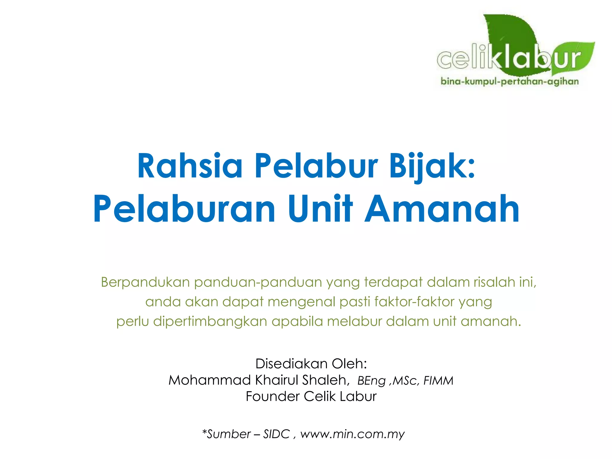 Rahsia pelabur bijak unit amanah | PDF