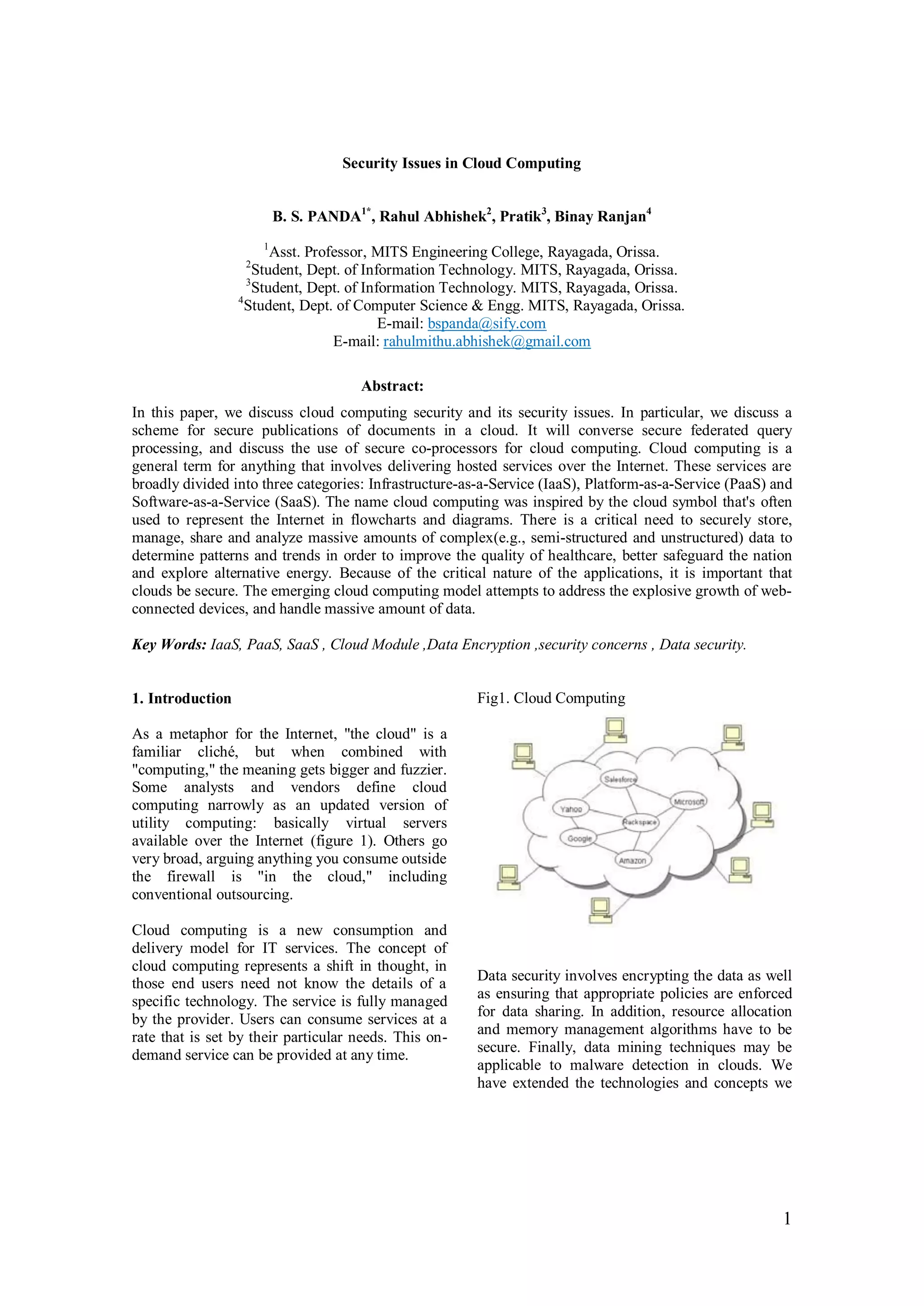 Security Issues in Cloud Computing by rahul abhishek | PDF | Cloud Computing | Internet
