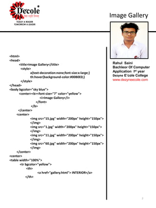 Bca 1st year HTML Pdf | PDF