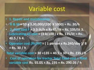 TRACTOR TYPES ,COST ANALYSIS OF TRACTOR POWER AND Attached implements ...