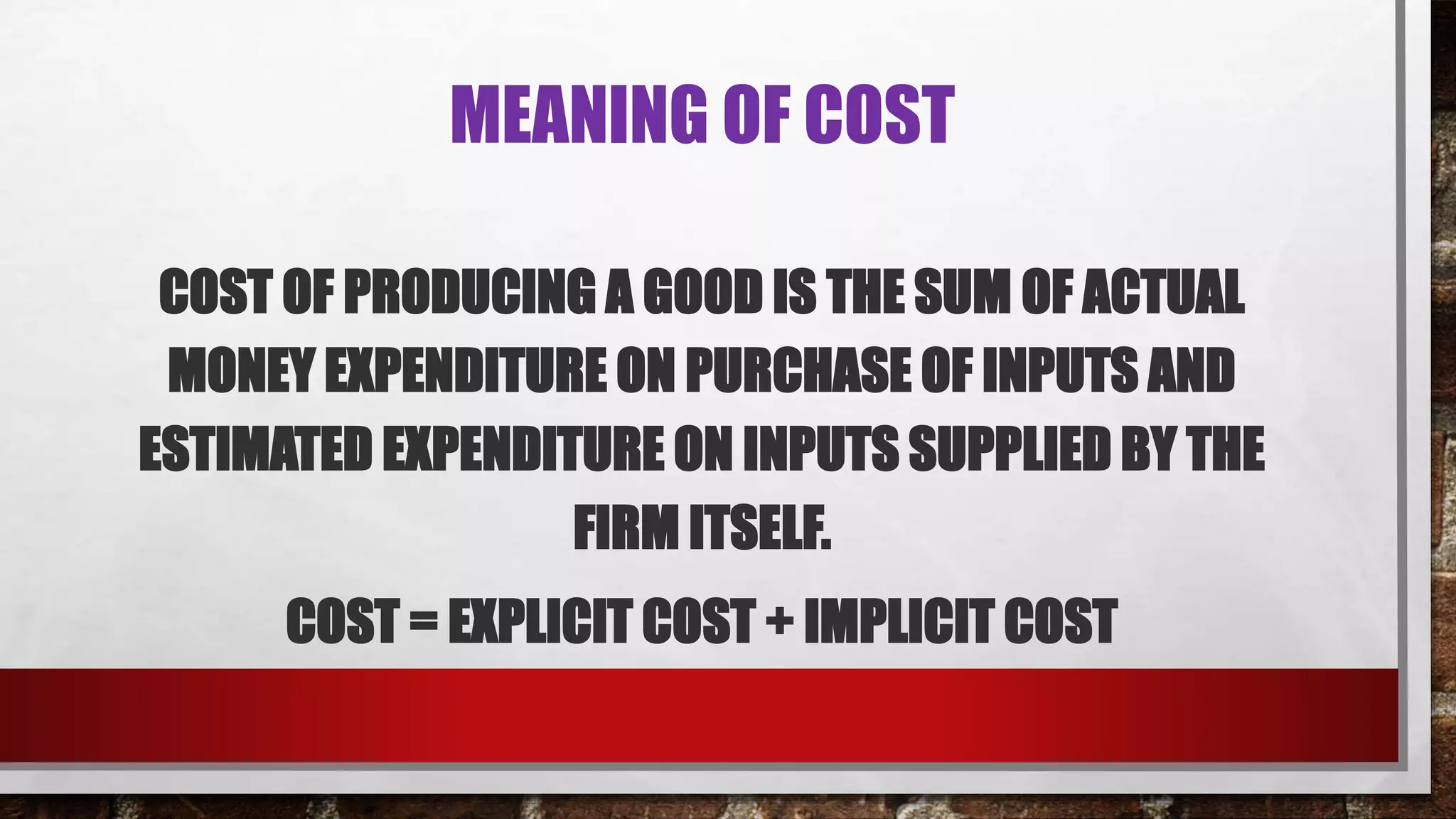 ECONOMICS COST CONCEPT | PPSX