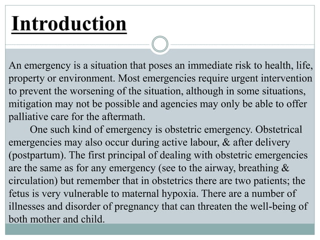 obstetric emergency | PPTX | Pregnancy | Reproductive Health