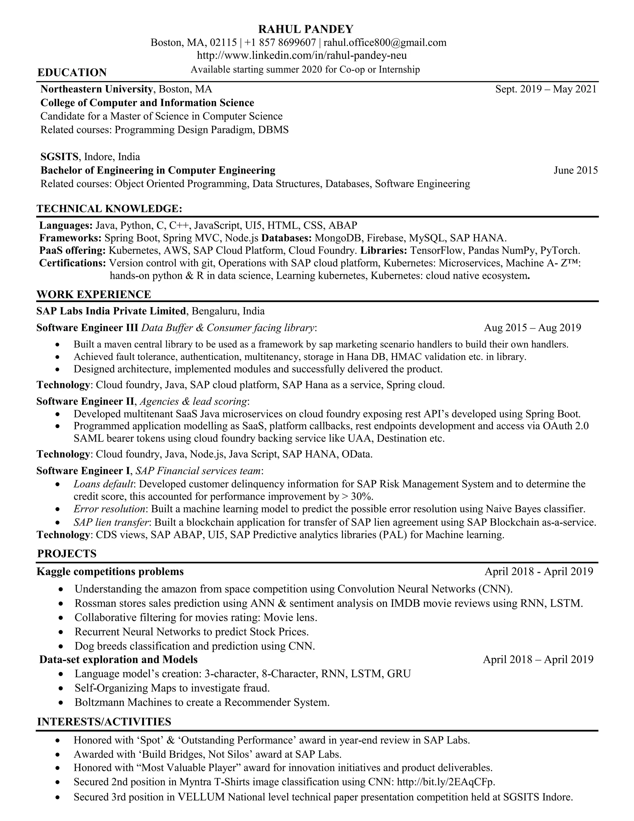Rahul pandey 4 years experienced Java resume | PDF