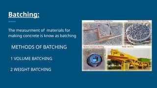 Concrete technology steps in manufacturing of concrete | PPT
