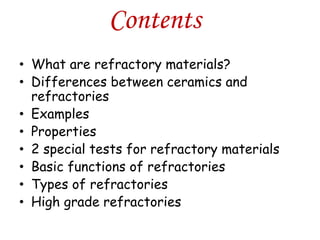 Introduction to refractory materials | PPTX