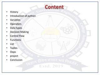 Python presentation of Government Engineering College Aurangabad, Bihar ...