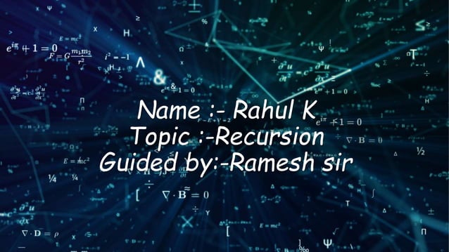 Recursion C Programming Pptx