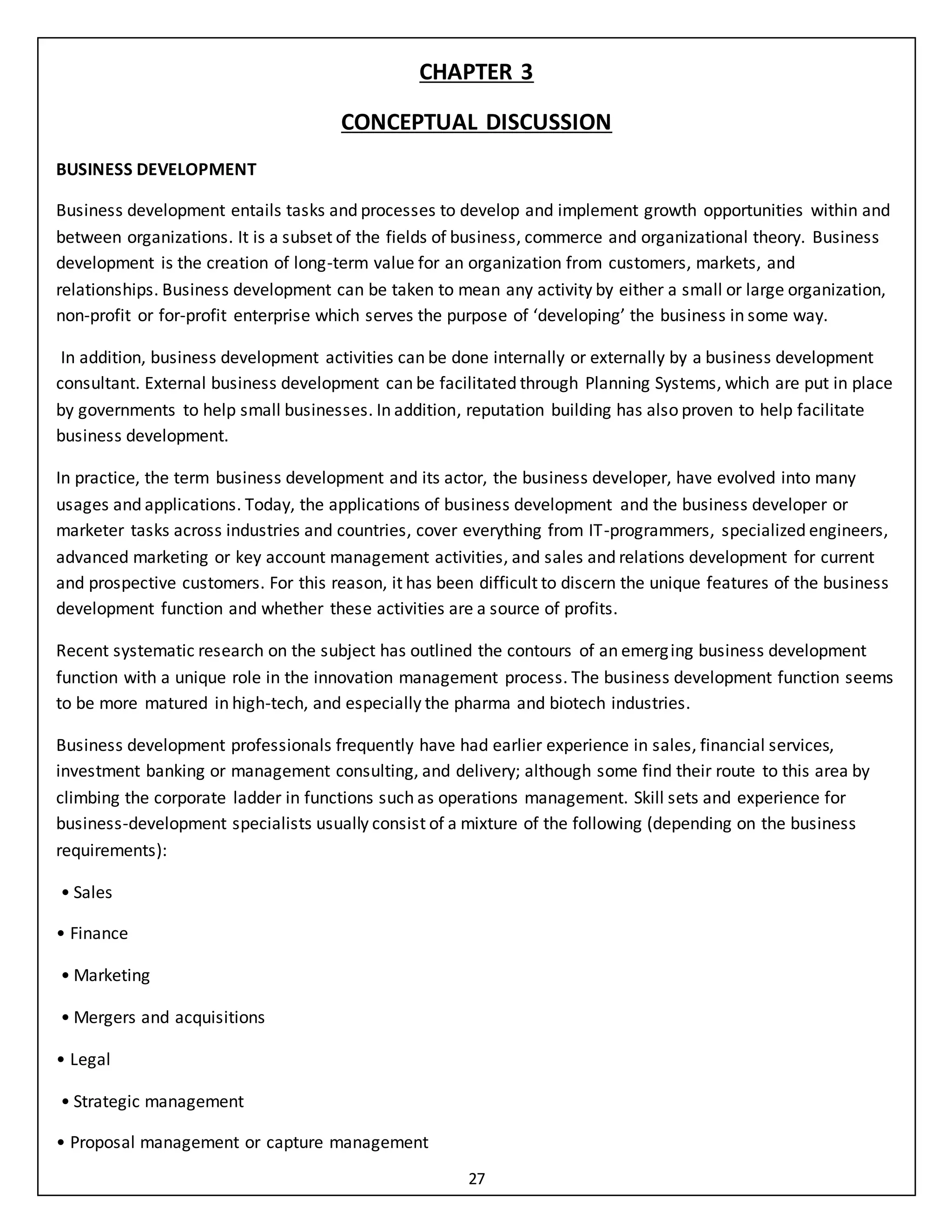 Business development summer internship project report | DOCX