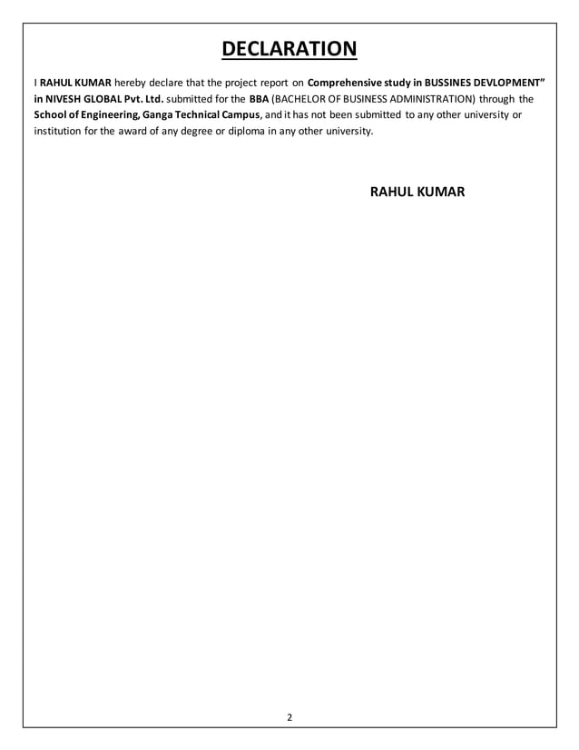 Business development summer internship project report | DOCX | Business ...