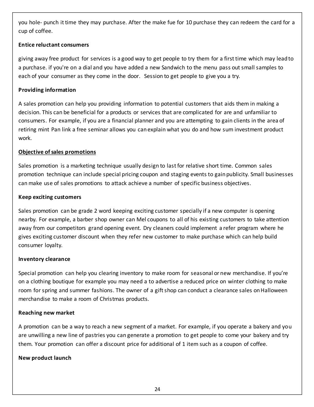 Business development summer internship project report