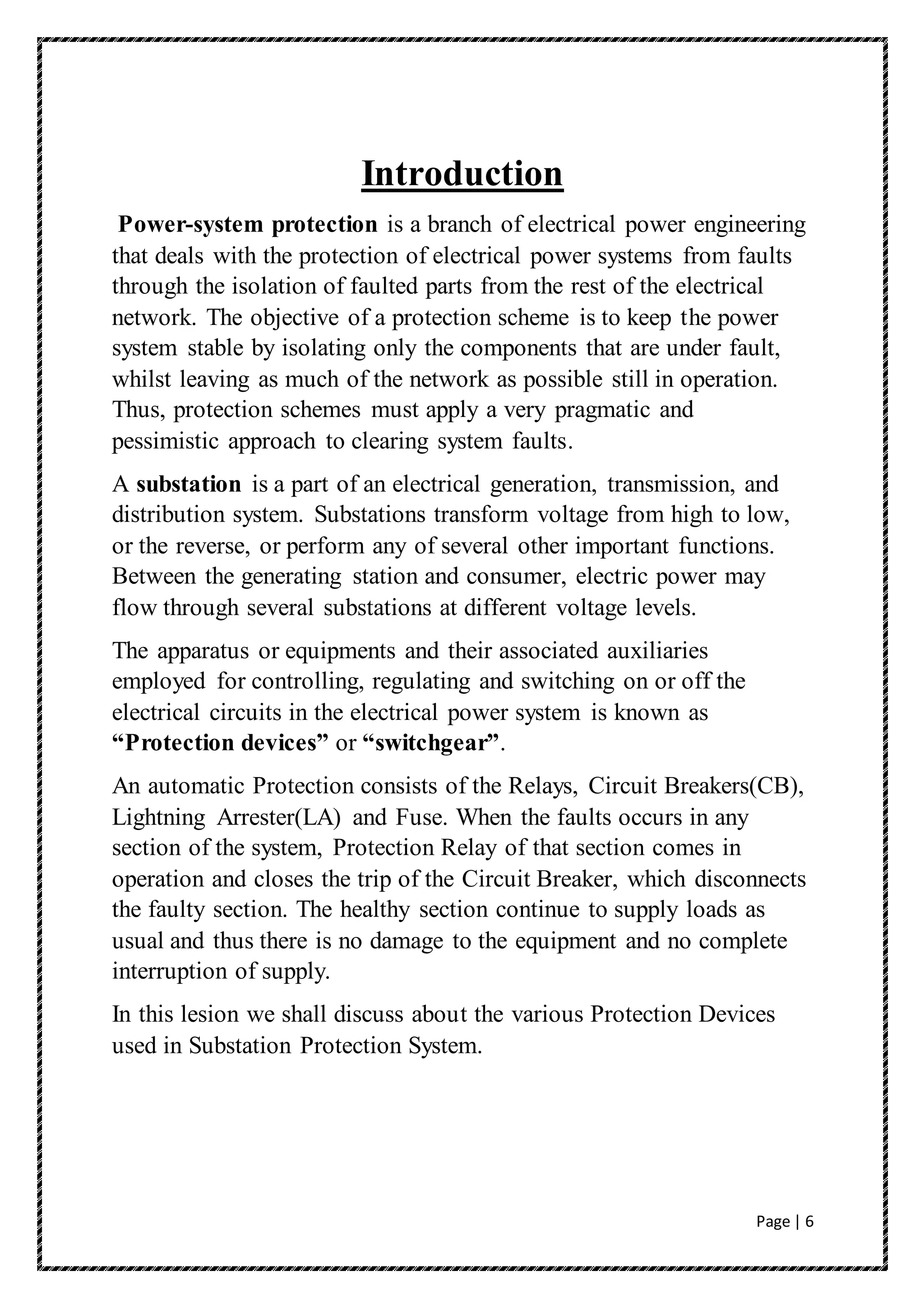 Power system protection seminar report | DOCX