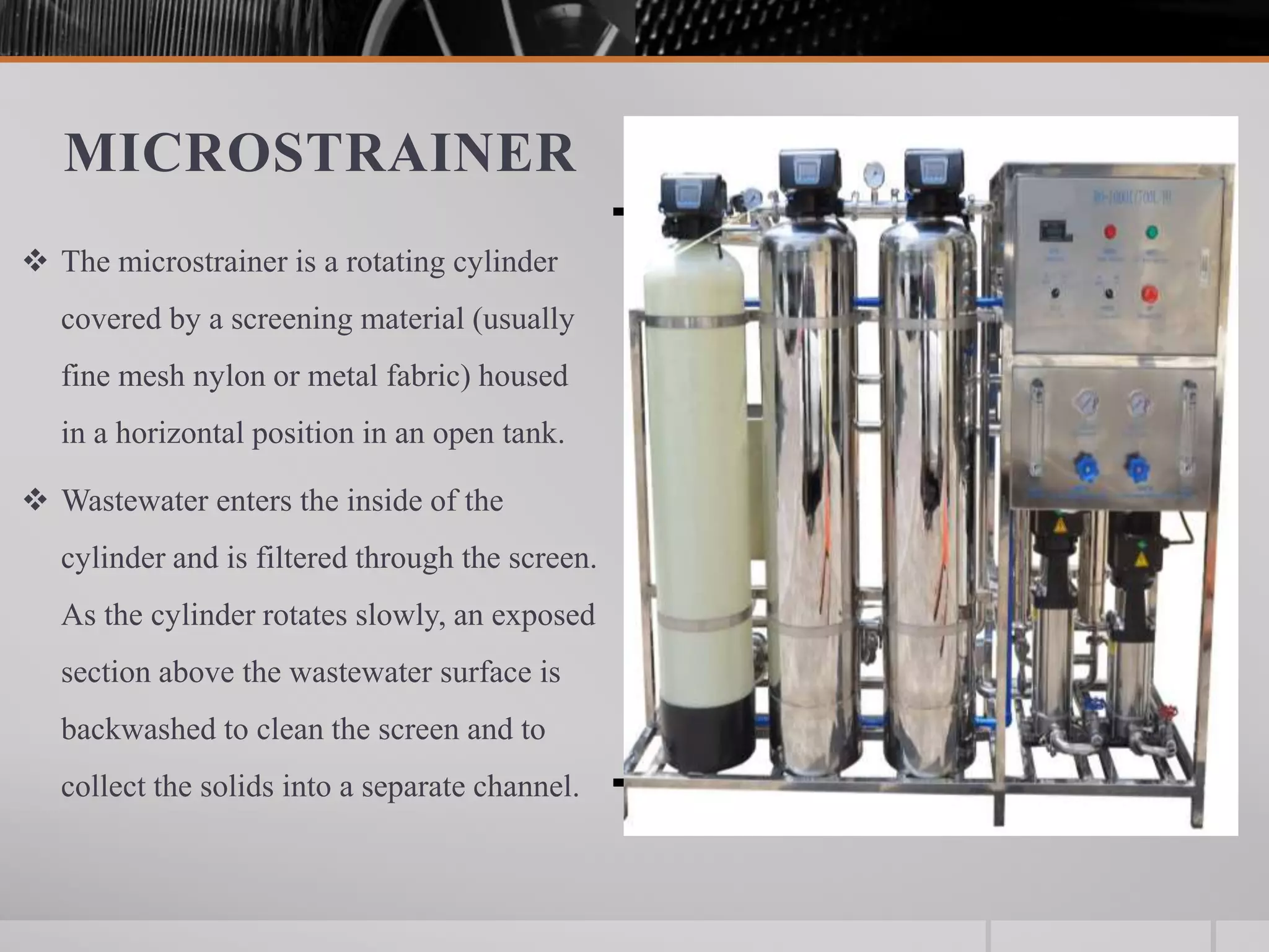 Micro-strainer and Micro-filtration in sludge disposal, food industry ...