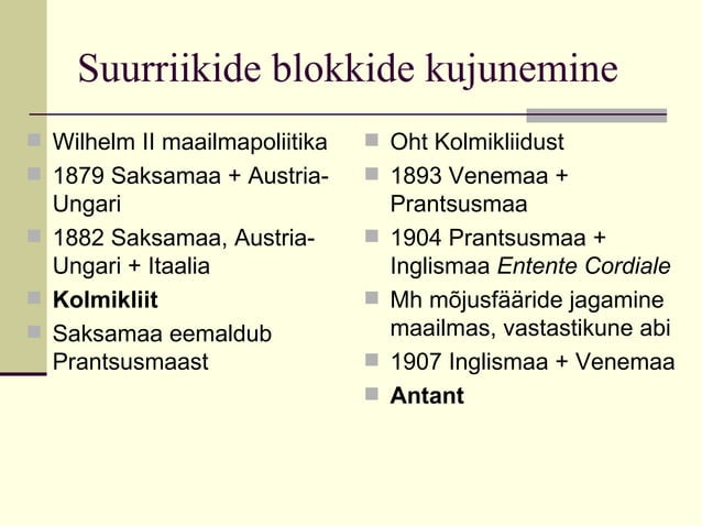 Rahvusvahelised suhted XX sajandi algul | PPT