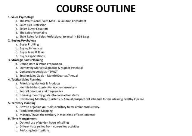 Master Sales Skills With This Comprehensive Course Outline Ppt