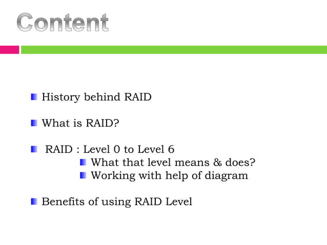 raid technology | PPTX | Databases | Computer Software and Applications