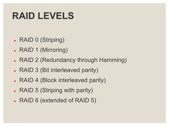 Raid Levels Technology | PPTX | Data Storage and Warehousing | Computing