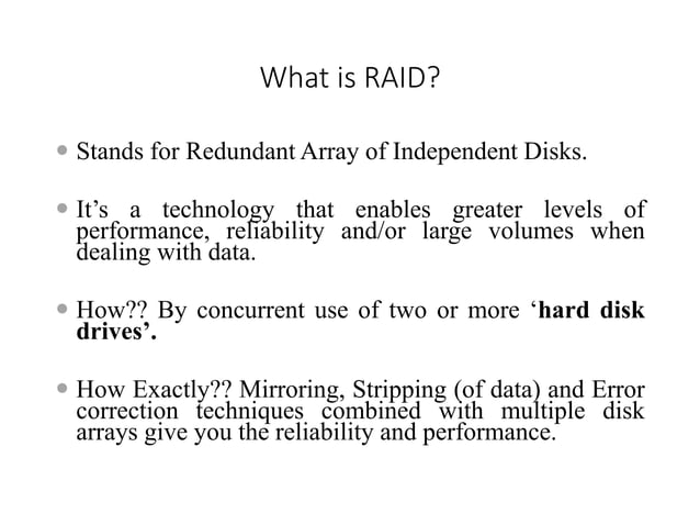 Raid Redundant Array Of Independent Disks Pdf Data Storage And