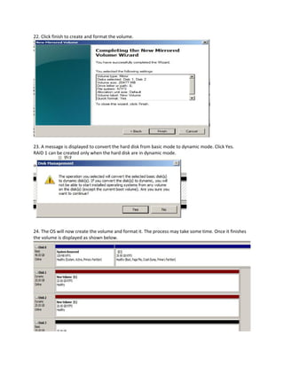 Raid 1 and raid 5 configuration in windows server | PDF