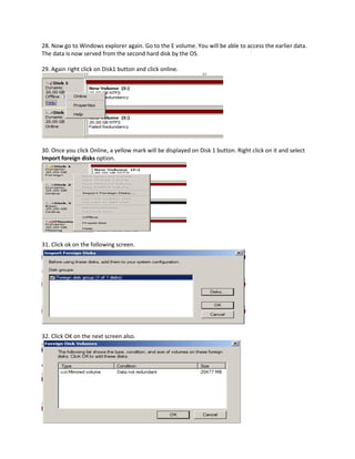 Raid 1 and raid 5 configuration in windows server | PDF