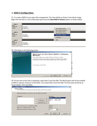 Raid 1 and raid 5 configuration in windows server | PDF