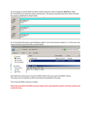 Raid 1 and raid 5 configuration in windows server | PDF
