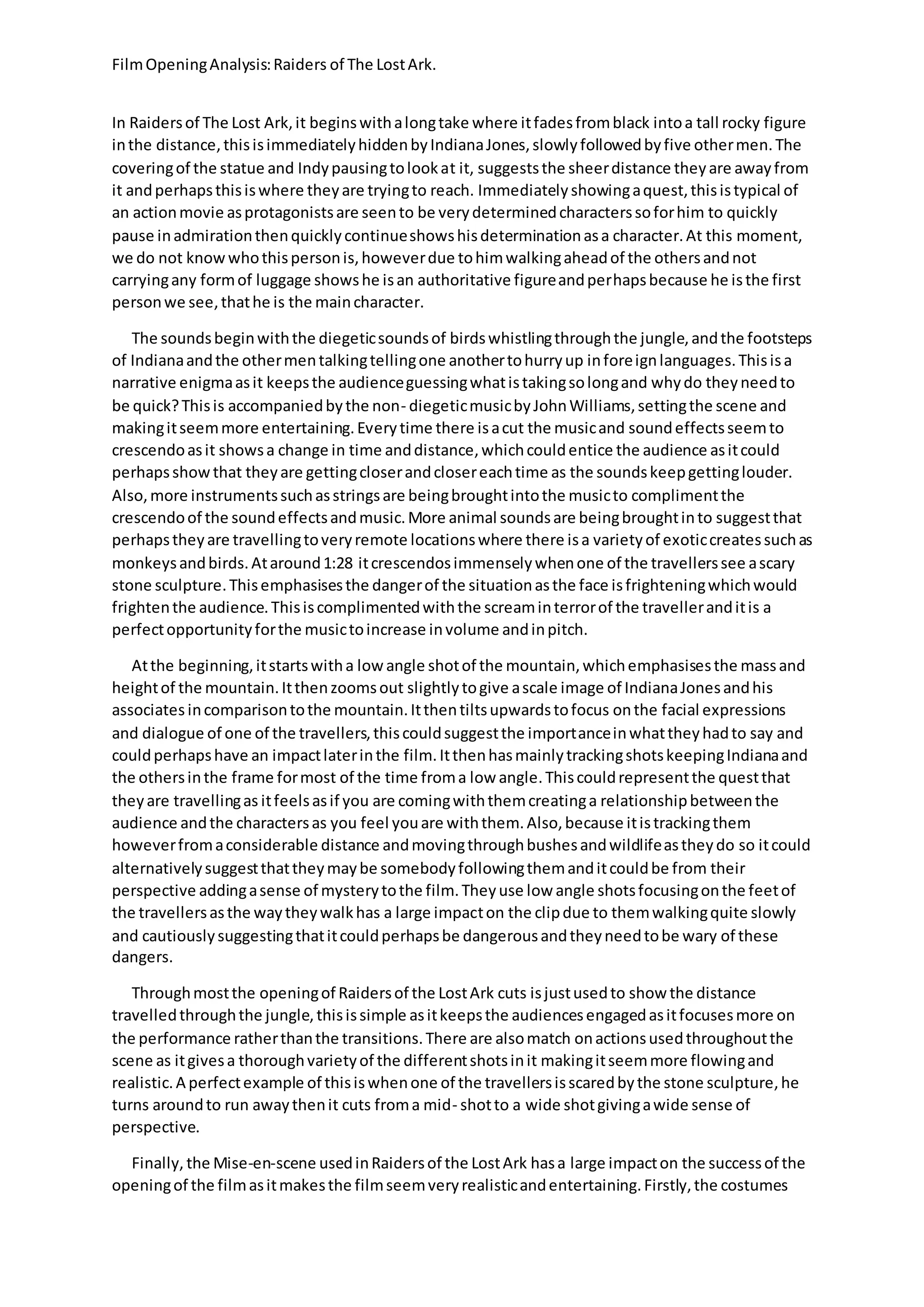 Raiders of the Lost Ark Analysis | DOCX