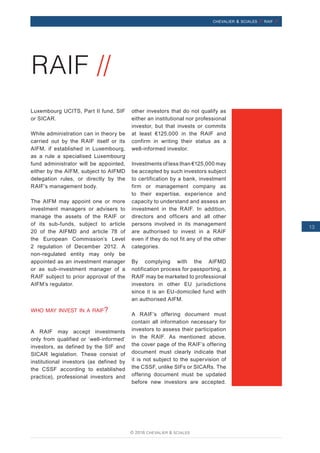 The Luxembourg reserved alternative investment fund (RAIF) brochure | PDF