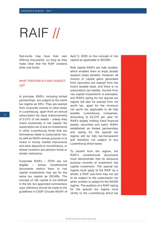 The Luxembourg reserved alternative investment fund (RAIF) brochure | PDF