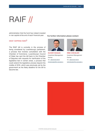 The Luxembourg reserved alternative investment fund (RAIF) brochure | PDF