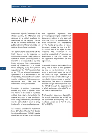 The Luxembourg reserved alternative investment fund (RAIF) brochure | PDF