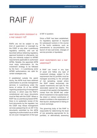 The Luxembourg reserved alternative investment fund (RAIF) brochure | PDF