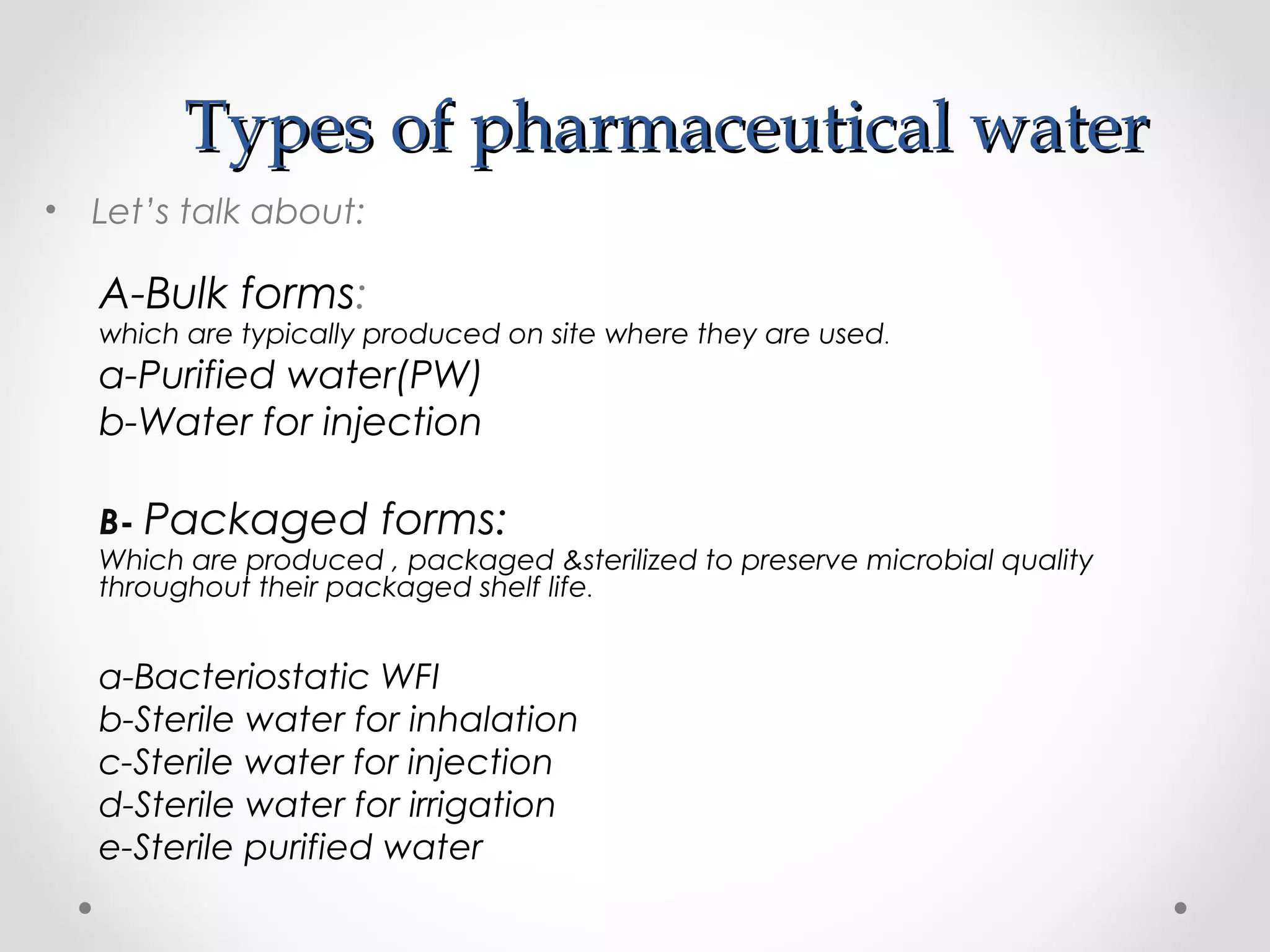 Pharmaceutical Water | PPT