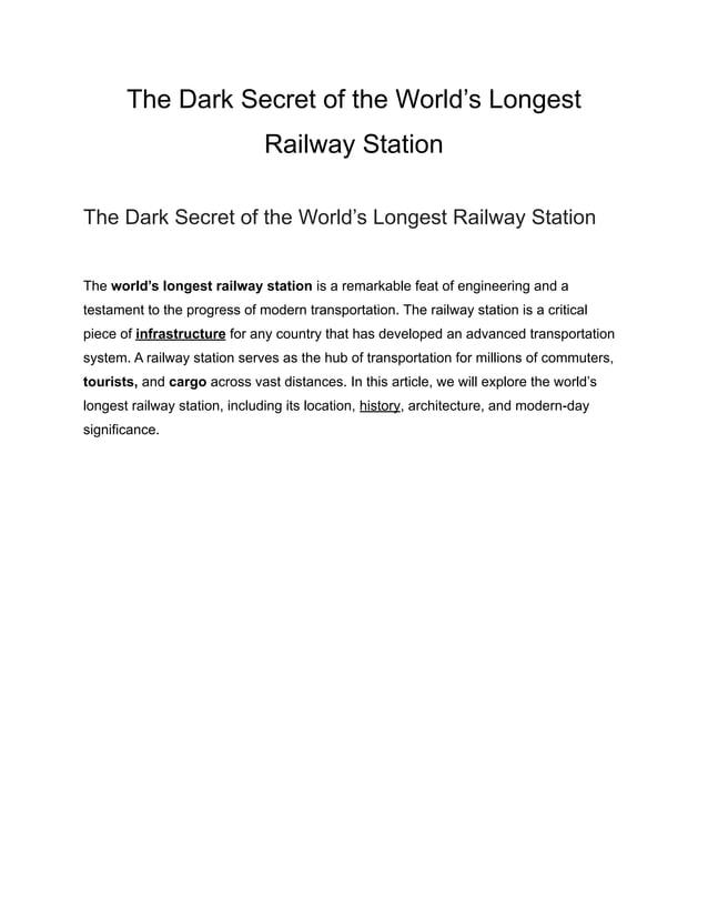The Dark Secret of the World’s Longest Railway Station | PDF
