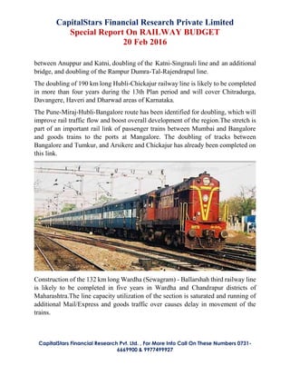 Rail budget 2016 17 highlights | PDF