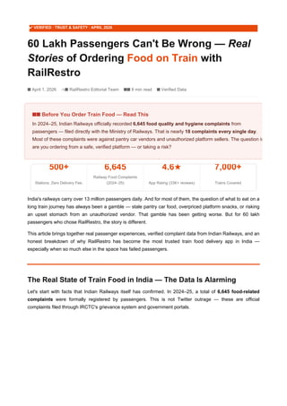 60 Lakh Passengers Can't Be Wrong – Why RailRestro is India's Most ...