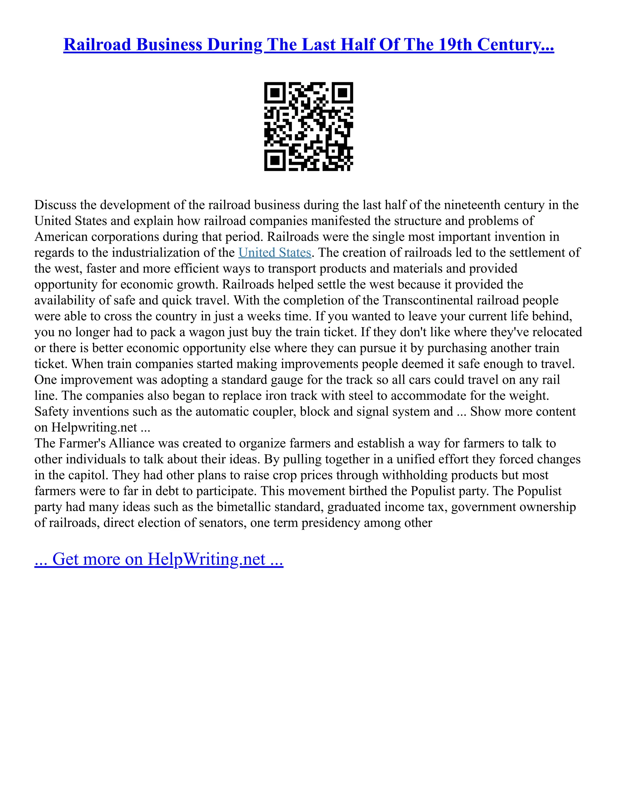 Railroad Business During The Last Half Of The 19Th Century... | PDF